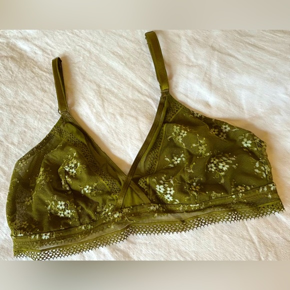 Intimates & Sleepwear | Olive Green Embroidered Bra | Poshmark